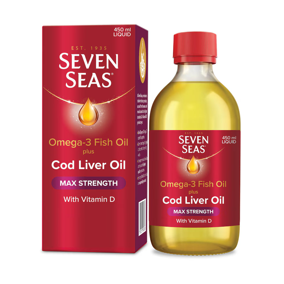 Seven Seas Max Strength Cod Liver Oil Liquid 450ml - Supplements ...